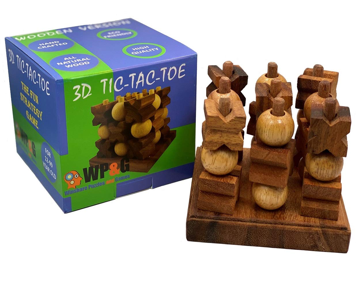 Tic-Tac-Toe 3D Strategy Wooden Game