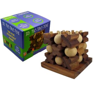 tic-tac-toe 3d strategy wooden game