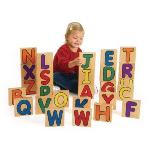 excellerations 5 inch alphabet unit floor blocks, 26 pieces, toddler, preschool, stem and early language and letter recognition (item # alphablk)