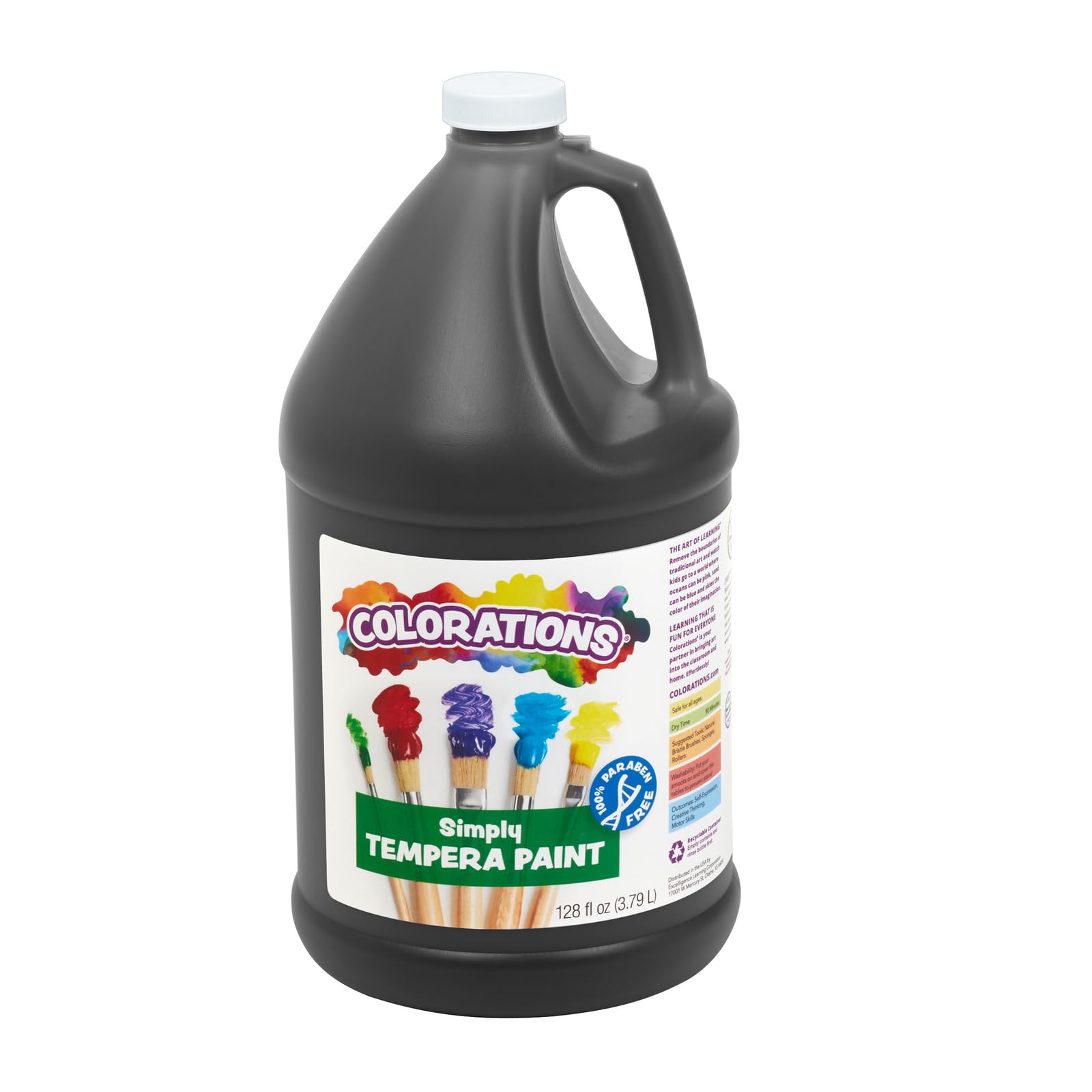 Colorations Washable Tempera Paint, Gallon, Black, Non Toxic, Vibrant, Bold, Kids Paint, Craft, Hobby, Fun, Art Supplies 128 Fl Oz (Pack of 1)