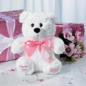 Fun Express Flower Girl Stuffed Bear - Soft Plush - Wedding Party Gifts