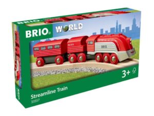 brio world 33557 - streamline train set | 3-piece wooden toy set | designed for speed | fine craftsmanship | great for kids ages 3 and up