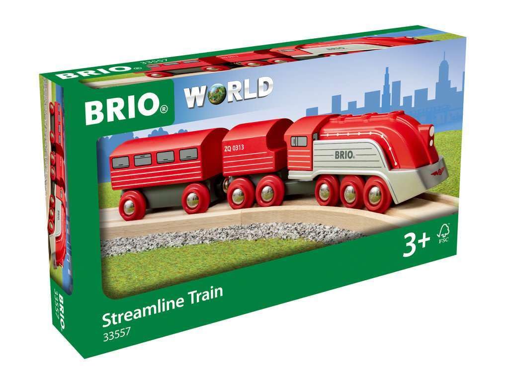 BRIO World 33557 - Streamline Train Set | 3-Piece Wooden Toy Set | Designed for Speed | Fine Craftsmanship | Great for Kids Ages 3 and Up