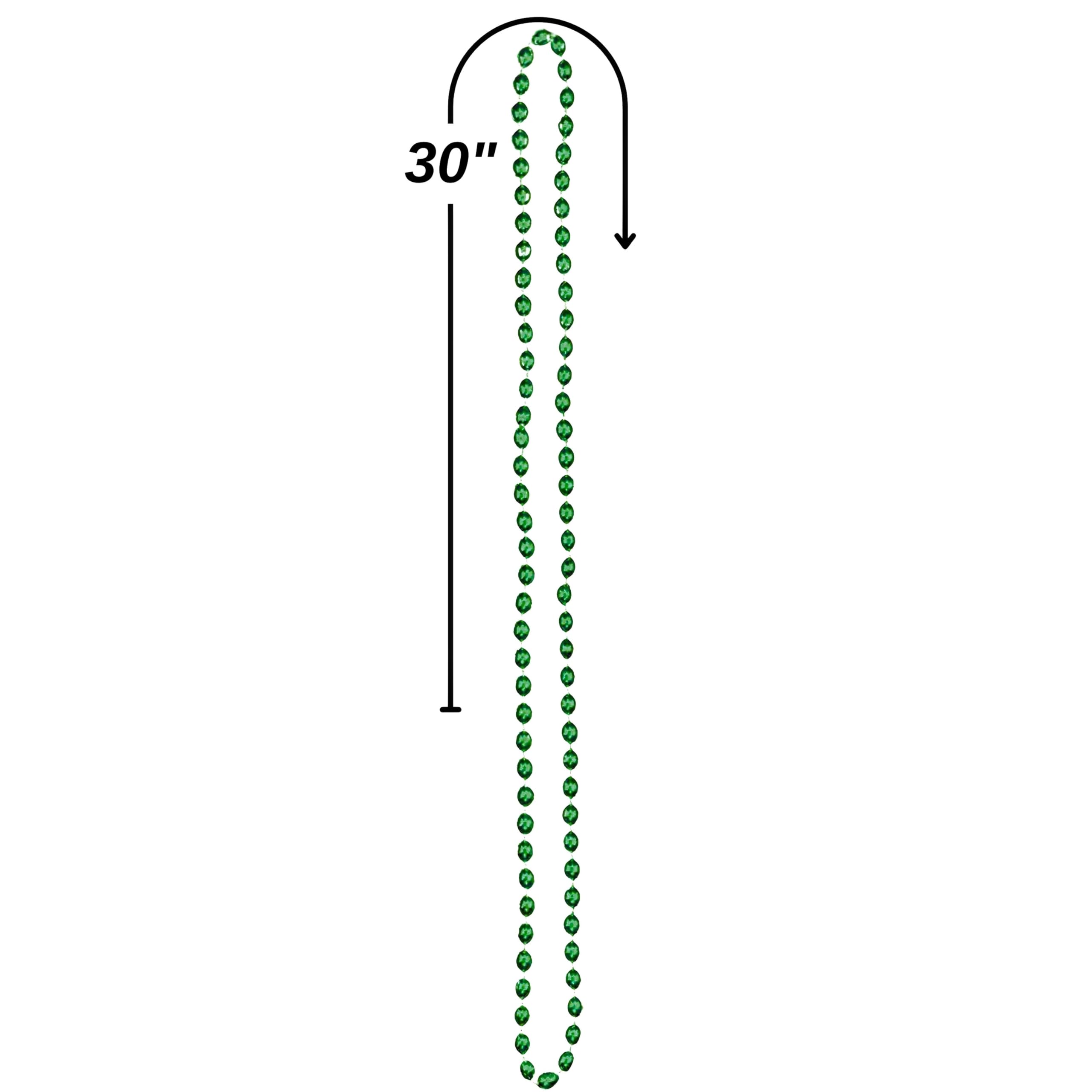 Green Bead Necklaces (30") - Pack of 50 - Perfect Party Decor for Celebrations, Mardi Gras & More