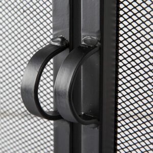 Plow & Hearth Metal Fireplace Screen Glass Flatguard Black | 38" W x 31" H | 2 - Door | Spark Guard Indoor Grate | Iron Fire Place Cover | Wood Burning Stove Decorative Accessories