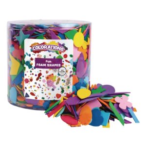 colorations bucket of fun foam shapes multicolor arts and crafts material for kids (1/2 lb.)