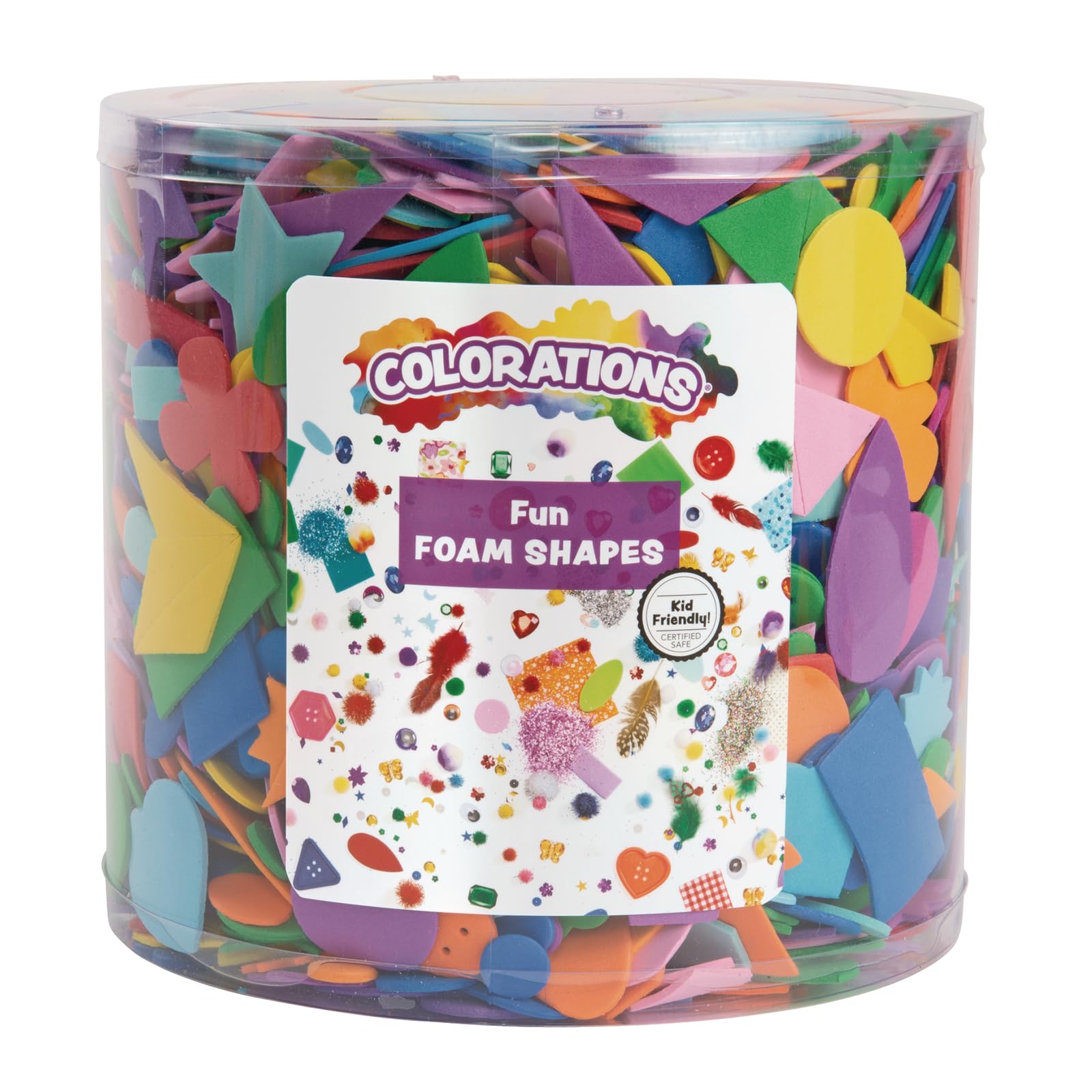 Colorations Bucket of Fun Foam Shapes Multicolor Arts and Crafts Material for Kids (1/2 lb.)