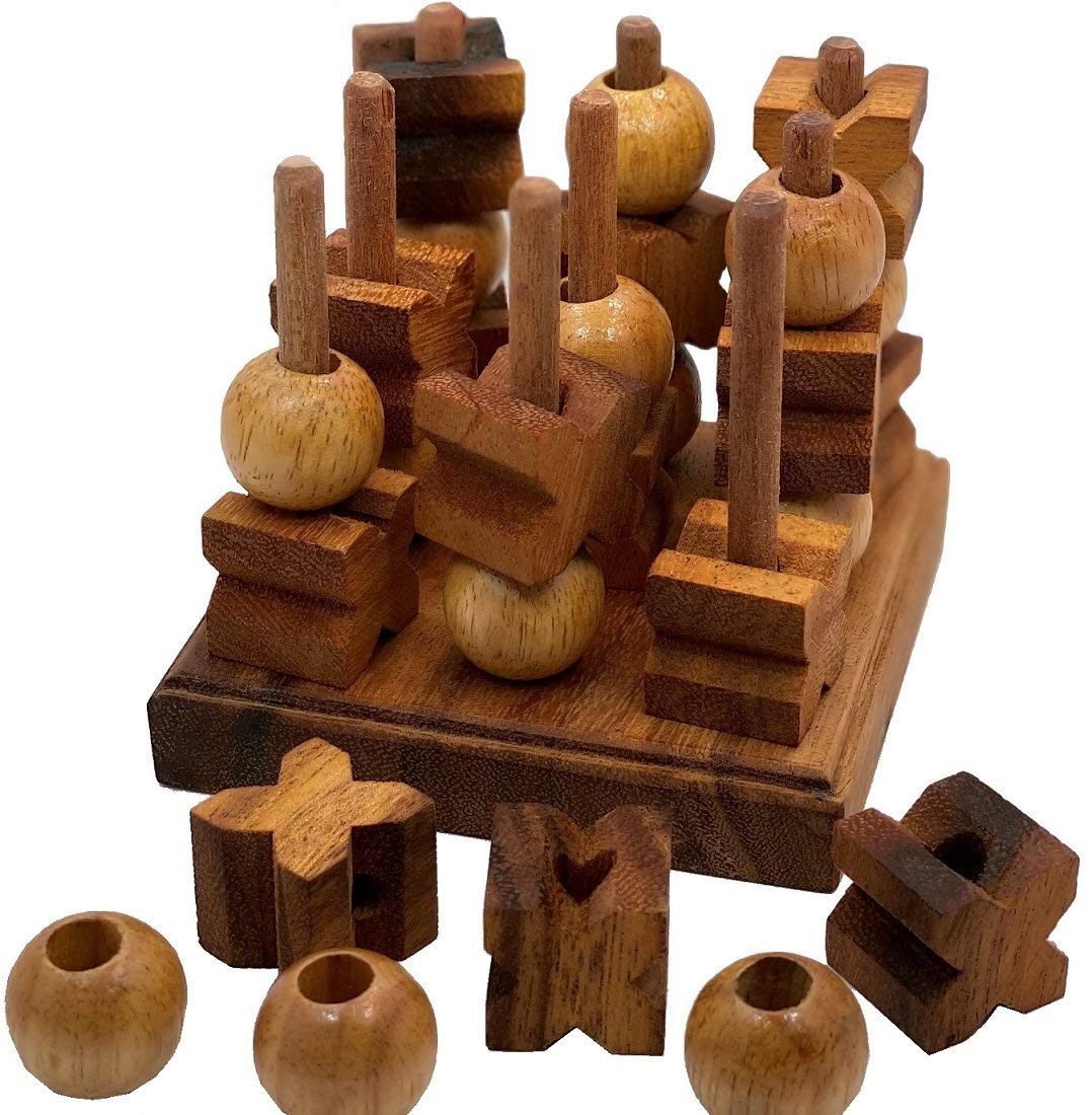 Tic-Tac-Toe 3D Strategy Wooden Game