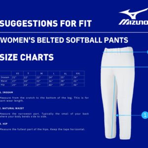 Mizuno Adult Women's Belted Low Rise Fastpitch Softball Pant, Navy, Medium