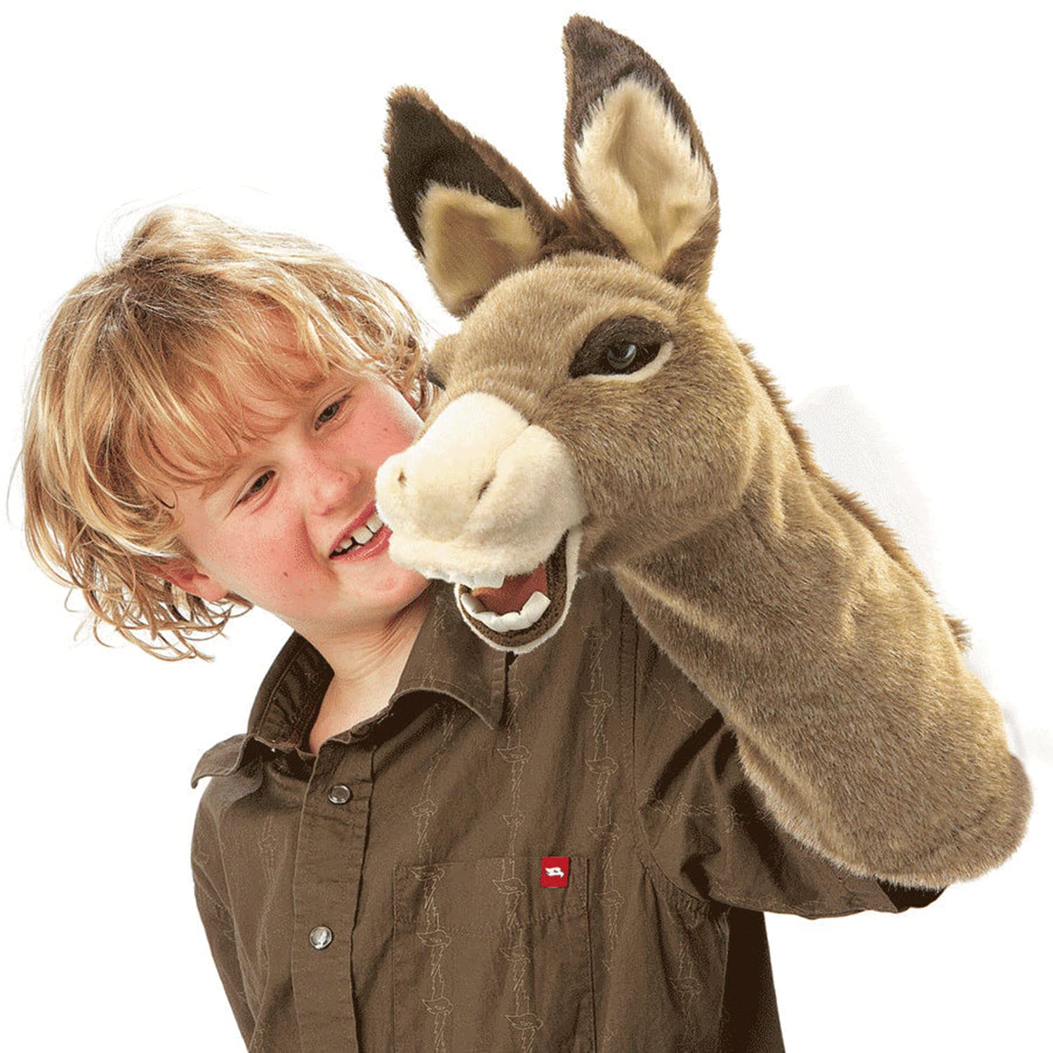 Folkmanis Donkey Stage Puppet, Brown, Beige