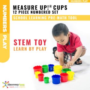 Discovery Toys Measure UP! Cups | Educational Stacking & Nesting 12 Piece Numbered Set| Kid-Powered Learning | STEM Toy Early Math Childhood Development 12 Months and Up