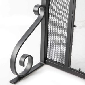 Plow & Hearth Metal Fireplace Screen Glass Flatguard Black | 38" W x 31" H | 2 - Door | Spark Guard Indoor Grate | Iron Fire Place Cover | Wood Burning Stove Decorative Accessories