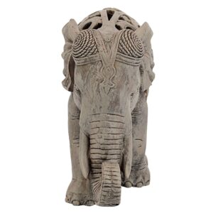 Design Toscano Anjan The Elephant Indian Decor Jali Animal Statue, 12 Inch, Brown Stone