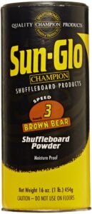 sun-glo speed 3 (brown bear wax) shuffleboard table powder, 16 oz. can