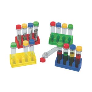 kids test tubes with stand - scinece kit includes 16 plastic test tubes with caps and 4 trays - science classroom supplies