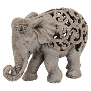 design toscano anjan the elephant indian decor jali animal statue, 12 inch, brown stone