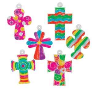 religious paint your own suncatchers - crafts for kids and fun home activities (cross)