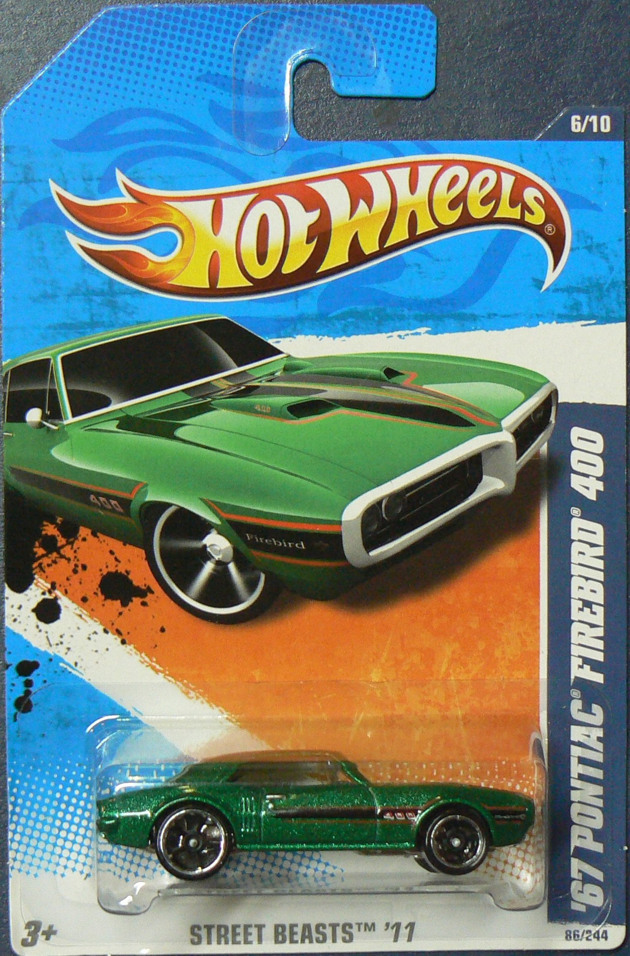 Hot Wheels 2011 Street Beasts '67 Pontiac Firebird 400 86/244, Green