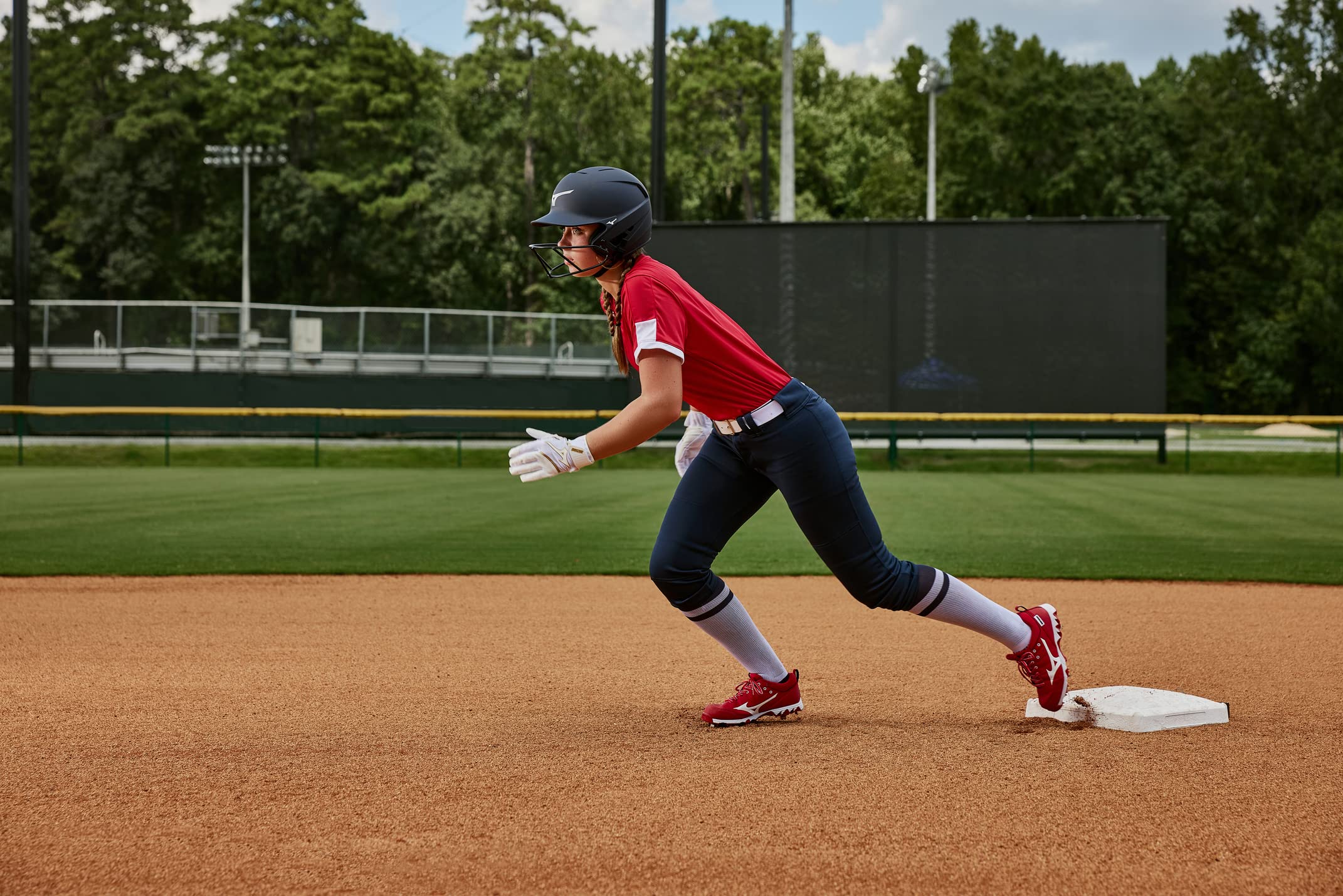 Mizuno Adult Women's Belted Low Rise Fastpitch Softball Pant, Navy, Medium