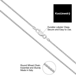 Kooljewelry Sterling Silver Round Wheat Chain Necklace (1.5 mm, 30 inch)