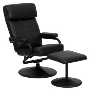 flash furniture jenny contemporary multi-position headrest recliner and ottoman with wrapped base in black leathersoft