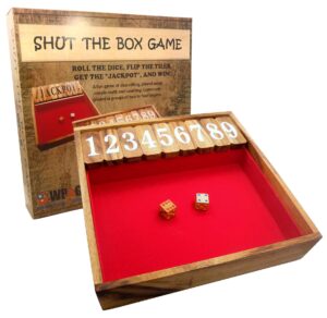 winshare puzzles and games shut the box game large, wooden old fashioned dice fun play