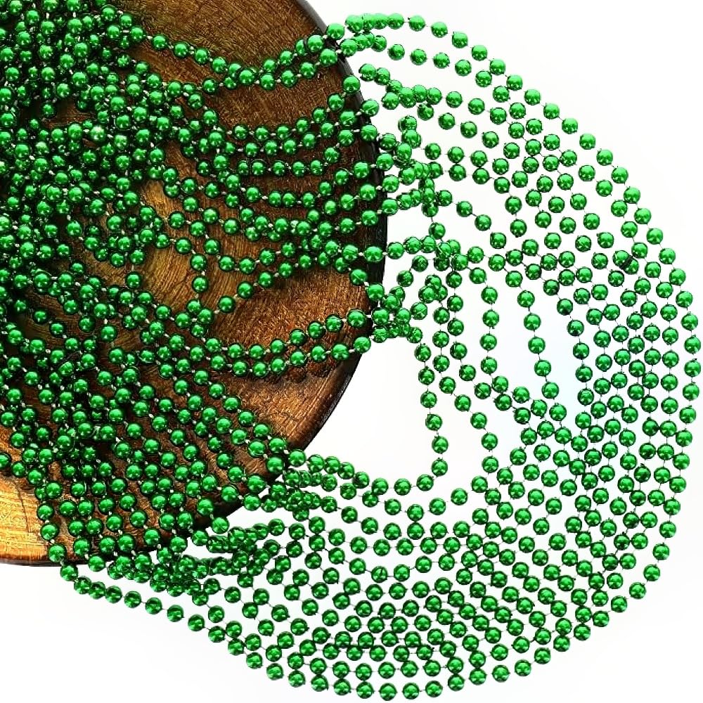 Green Bead Necklaces (30") - Pack of 50 - Perfect Party Decor for Celebrations, Mardi Gras & More