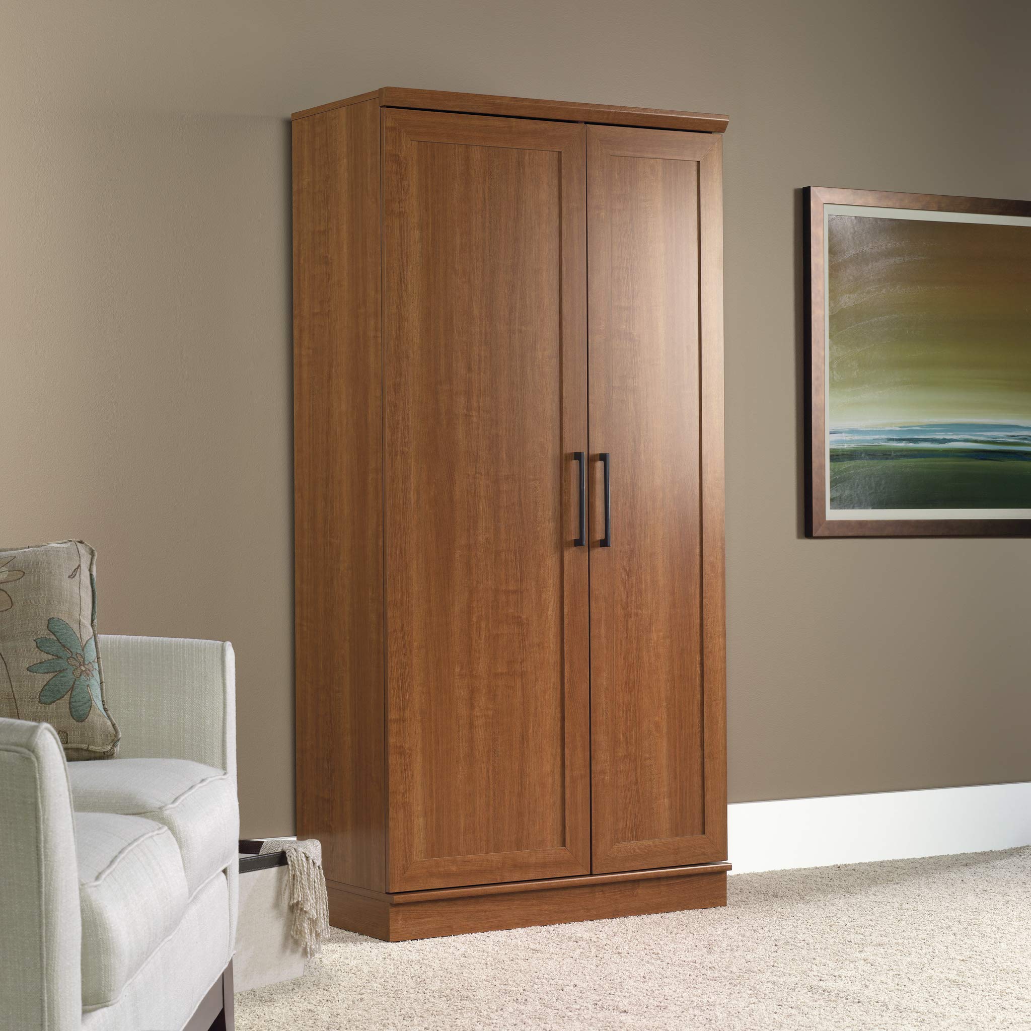 Sauder HomePlus Storage Pantry cabinets, L: 35.35" x W: 17.01" x H: 71.18", Sienna Oak