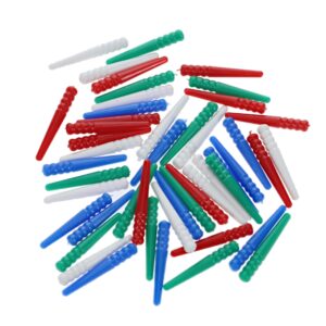 WE Games 48 Standard Plastic Cribbage Pegs w/a Tapered Design in 4 Colors - Red, White, Blue & Green