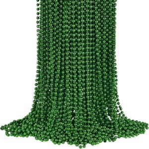 green bead necklaces (30") - pack of 50 - perfect party decor for celebrations, mardi gras & more