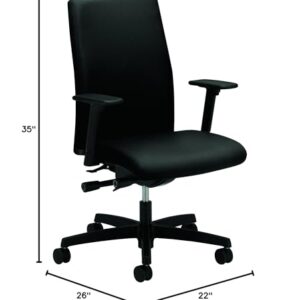 HON Ignition Series Mid-Back Work Chair - Upholstered Computer Chair for Office Desk, Black (HIWM3)