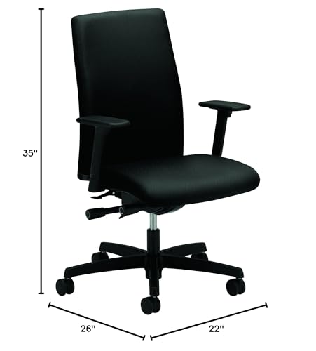 HON Ignition Series Mid-Back Work Chair - Upholstered Computer Chair for Office Desk, Black (HIWM3)