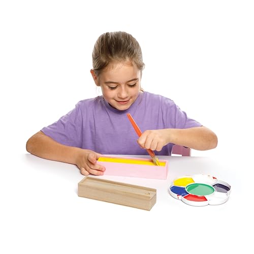 Baker Ross Decorate Your Own Wooden Case, Plain Wood Pencil Kids To Design and Paint (Box of 4), 20cmx5cmx4cm,EC1247