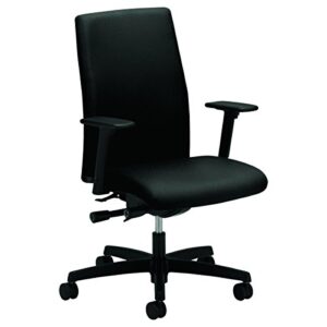 hon ignition series mid-back work chair - upholstered computer chair for office desk, black (hiwm3)