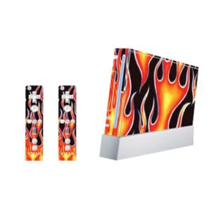 mightyskins skin decal skin compatible with nintendo wii console + two wiimote controllers sticker- hot flames