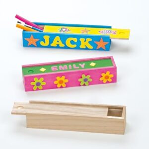 Baker Ross Decorate Your Own Wooden Case, Plain Wood Pencil Kids To Design and Paint (Box of 4), 20cmx5cmx4cm,EC1247