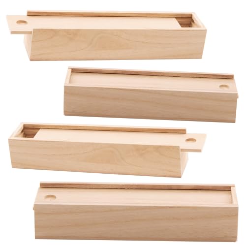 Baker Ross Decorate Your Own Wooden Case, Plain Wood Pencil Kids To Design and Paint (Box of 4), 20cmx5cmx4cm,EC1247