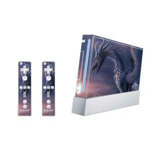 mightyskins skin decal skin compatible with nintendo wii console + two wiimote controllers sticker- dragon fantasy