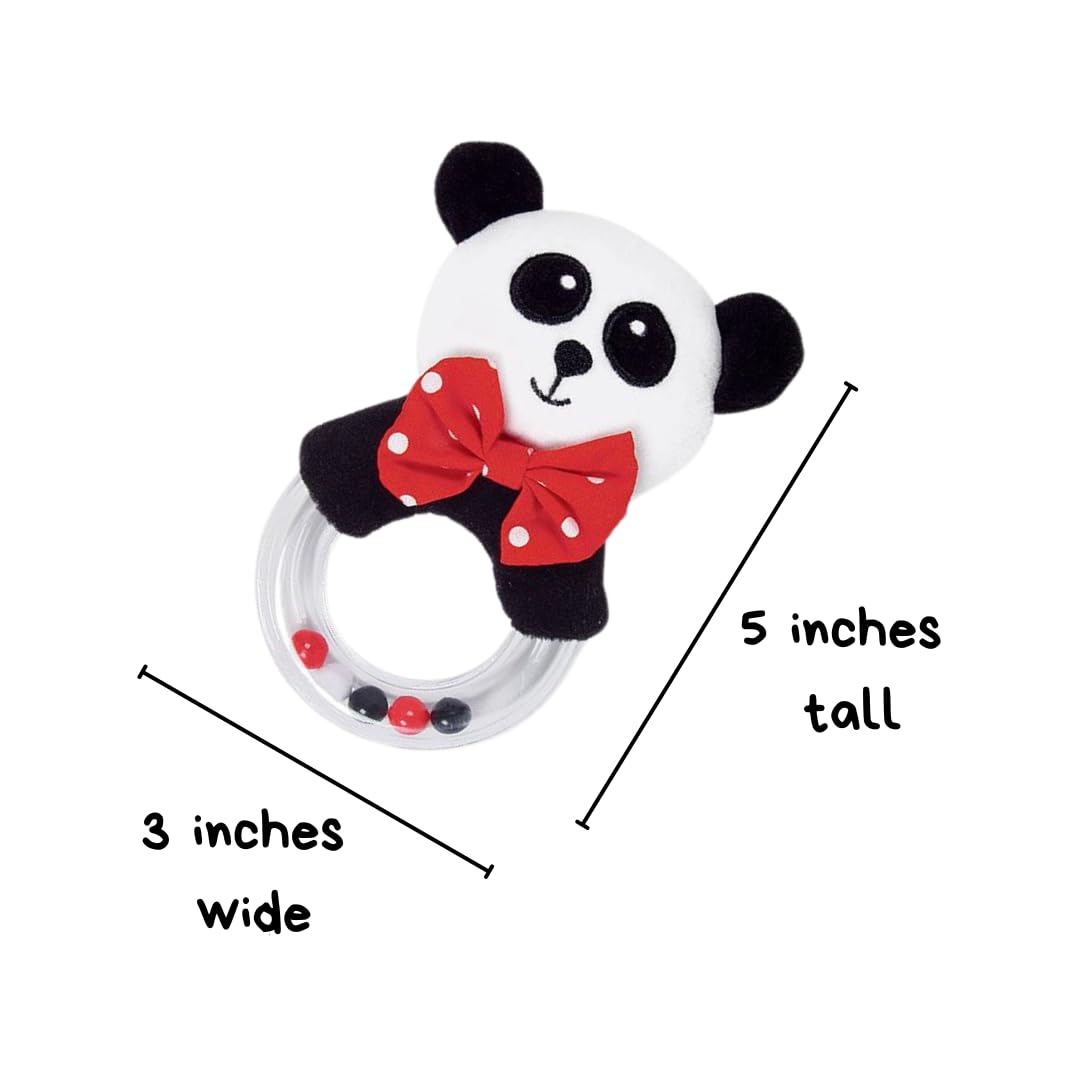 Baby Rattle in High-Contrast Black, White, Red - 5" Tall - Baby Rattle with Cute Panda Face - Perfect Size for Small Hands - Teach Baby to Grasp and Shake by Genius Baby Toys