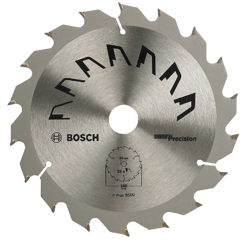 Bosch 2609256855 Precision Circular Saw Blade with 18 Teeth/Carbide / 160 mm Diameter / 20/16 mm Bore/Reduction Ring / 2.5 mm Cutting Width