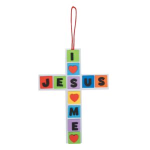 fun express i love you jesus, jesus loves me cross - crafts for kids and fun home activities - vbs vacation bible school supplies/decor - makes 12