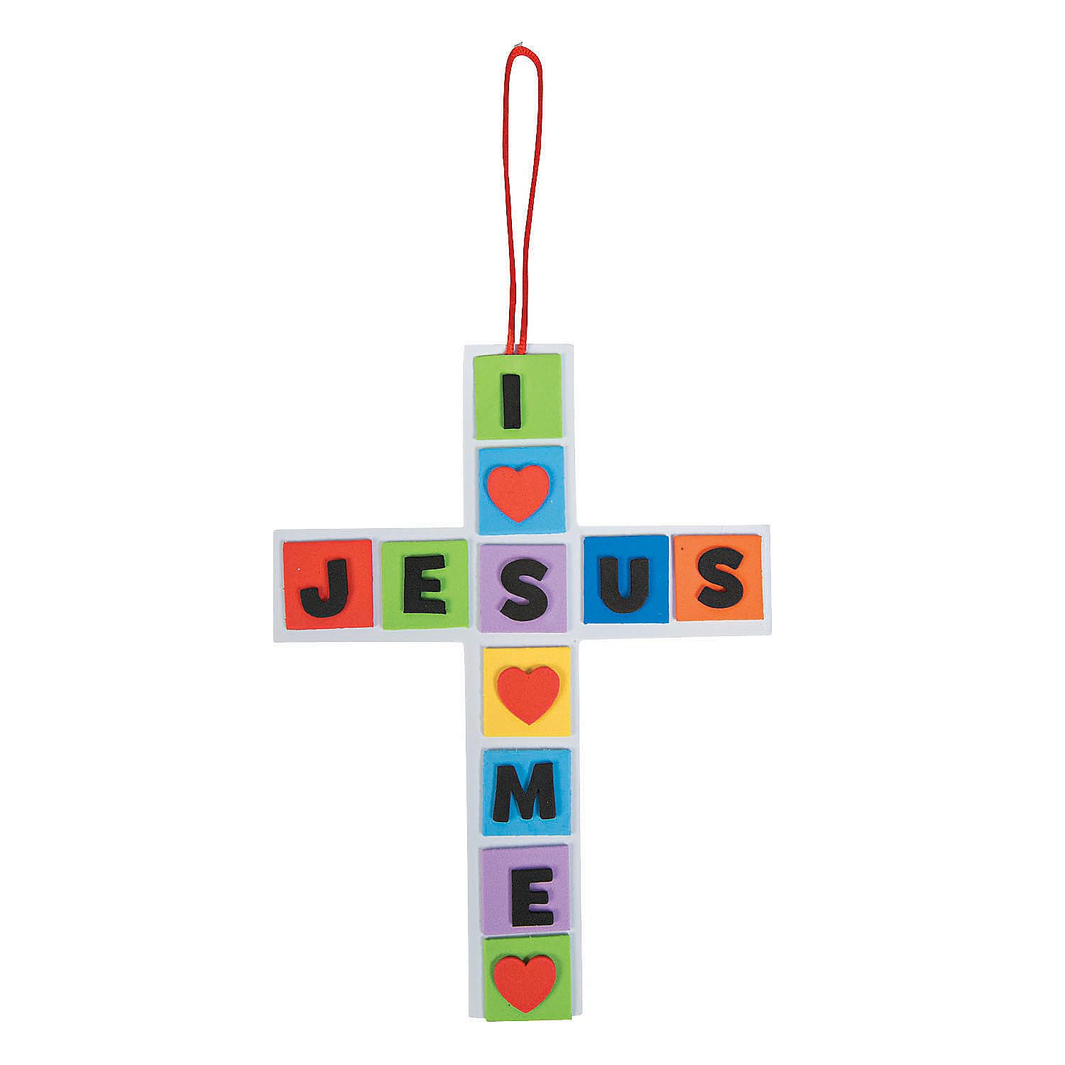 Fun Express I Love You Jesus, Jesus Loves Me Cross - Crafts for Kids and Fun Home Activities - VBS Vacation Bible School Supplies/Decor - Makes 12