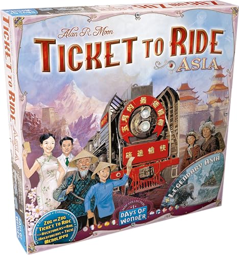 Ticket to Ride Asia Board Game EXPANSION - Expand Your Railway Adventures! Fun Family Game for Kids & Adults, Ages 8+, 2-6 Players, 30-60 Minute Playtime, Made by Days of Wonder