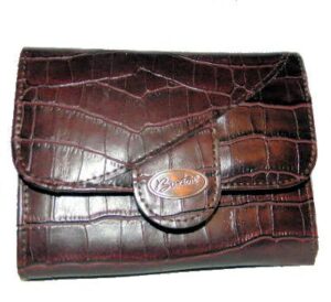 buxton stella embossed croco double cardex women's wallet, chocolate truffle