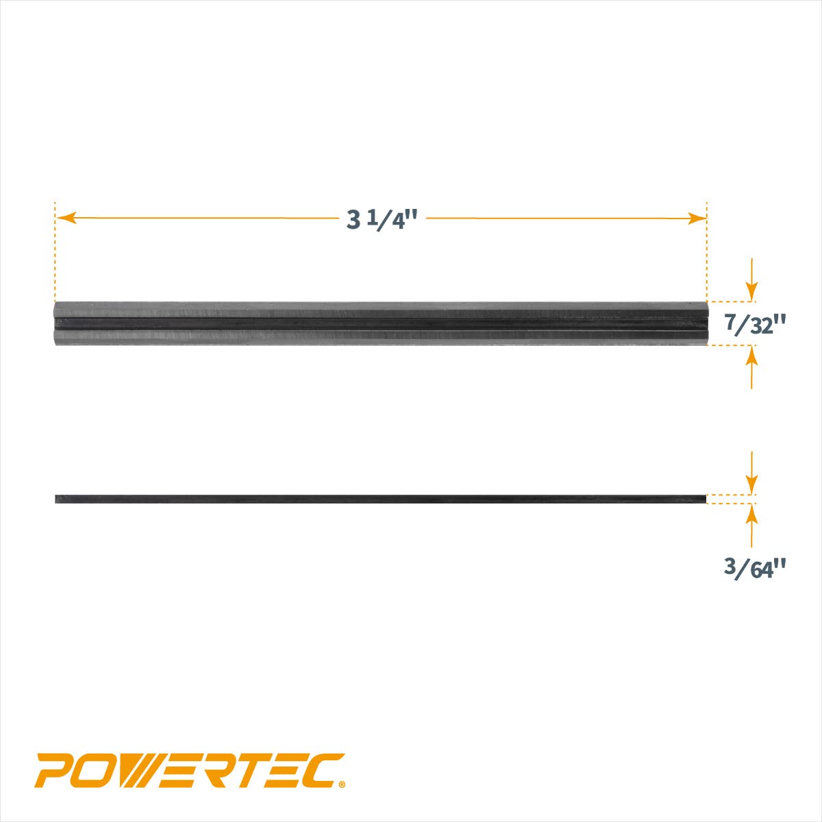 POWERTEC 3-1/4" HSS Planer Blades 10 PK for WEN 6530, DeWalt DCP580B, PORTER-CABLE PC70THP, RYOBI P611, BOSCH PK2632K, Makita XPK01Z, Craftsman, Skil Hand Planer, Replacement Electric Planer Blades