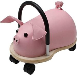 prince lionheart wheely ride-on toy for kids, multi-directional casters, helps promote gross motor skills and balance, pig, small