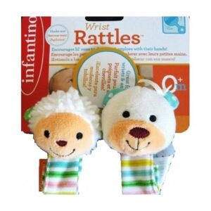 infantino wrist rattles - lamb and bear