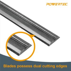 POWERTEC 3-1/4" HSS Planer Blades 10 PK for WEN 6530, DeWalt DCP580B, PORTER-CABLE PC70THP, RYOBI P611, BOSCH PK2632K, Makita XPK01Z, Craftsman, Skil Hand Planer, Replacement Electric Planer Blades