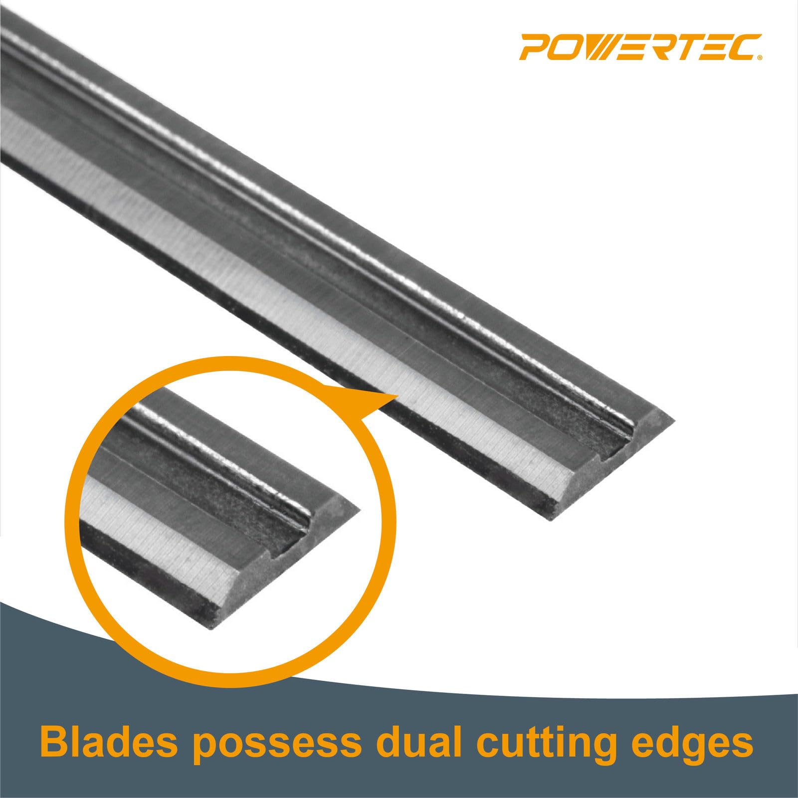 POWERTEC 3-1/4" HSS Planer Blades 10 PK for WEN 6530, DeWalt DCP580B, PORTER-CABLE PC70THP, RYOBI P611, BOSCH PK2632K, Makita XPK01Z, Craftsman, Skil Hand Planer, Replacement Electric Planer Blades