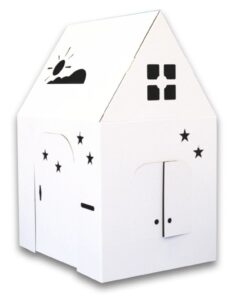 easy playhouse - kids art and craft for indoor and outdoor fun, color, draw, doodle on this blank canvas – decorate and personalize a cardboard fort, 34" x 27" x 48" - made in usa, age 3+